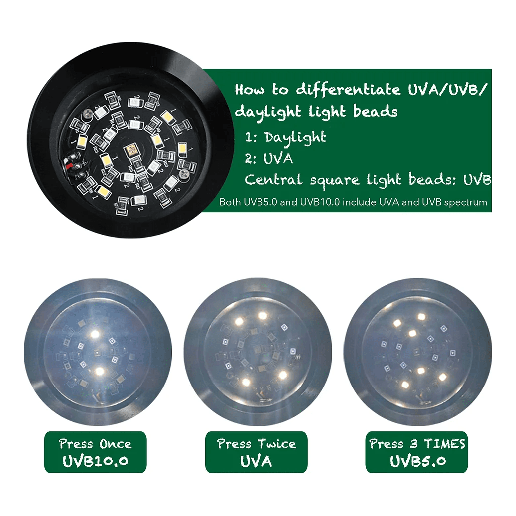 Herpcult Mini Led UVA/UVB Light Fixture with Light Mode/Timer Controll — Jungle Bobs Reptile World